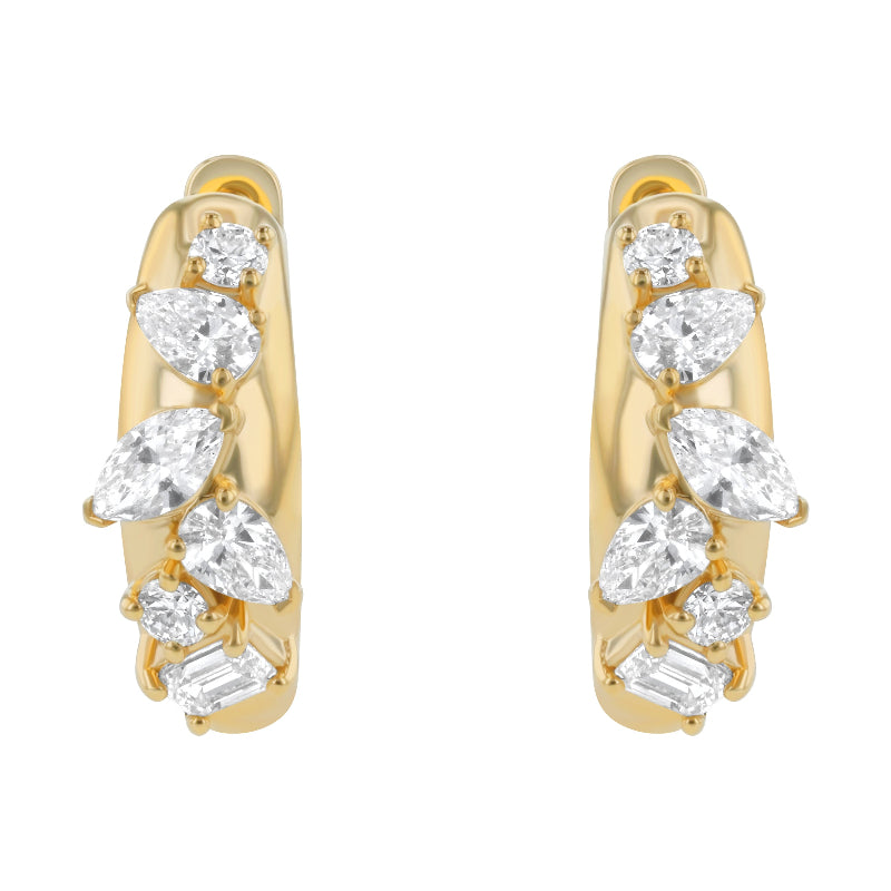 Confetti Diamond Multi Shape Hoop Earring - 18K Gold | Noémie