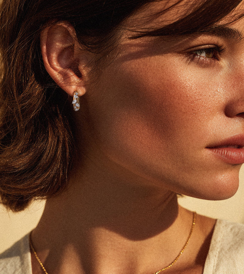 Confetti Diamond Multi Shape Hoop Earring - 14K Yellow Gold | Noémie