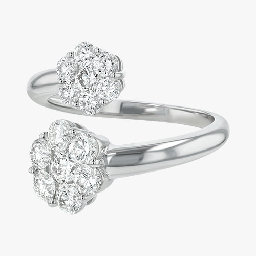 silver diamond cluster ring